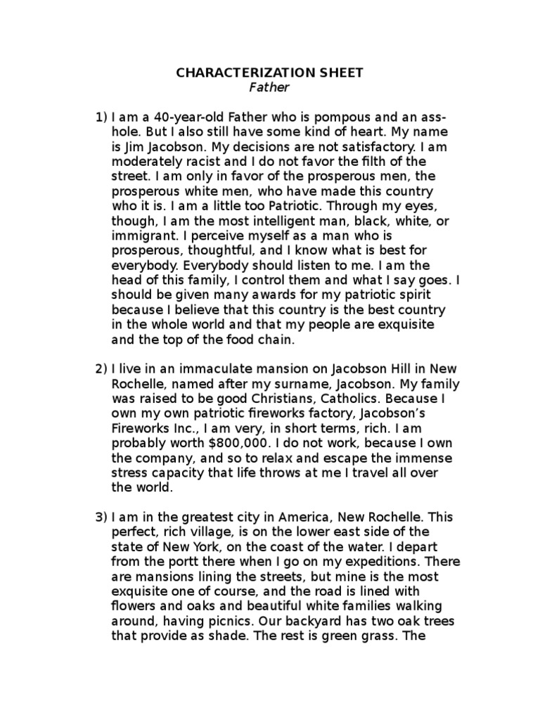 Characterization Sheet: Father | PDF