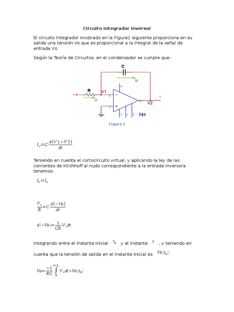 Circuito Integrador Inversor | PDF | Condensador | Amplificador operacional