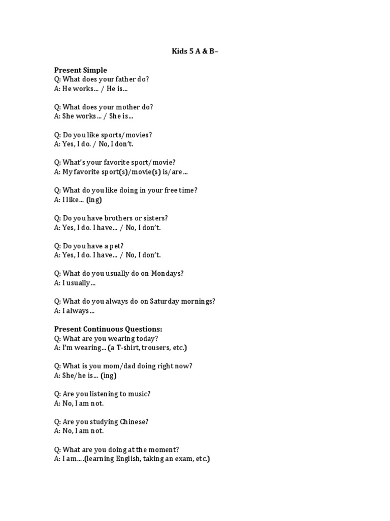 Kids 5 Talking Points | PDF | Leisure