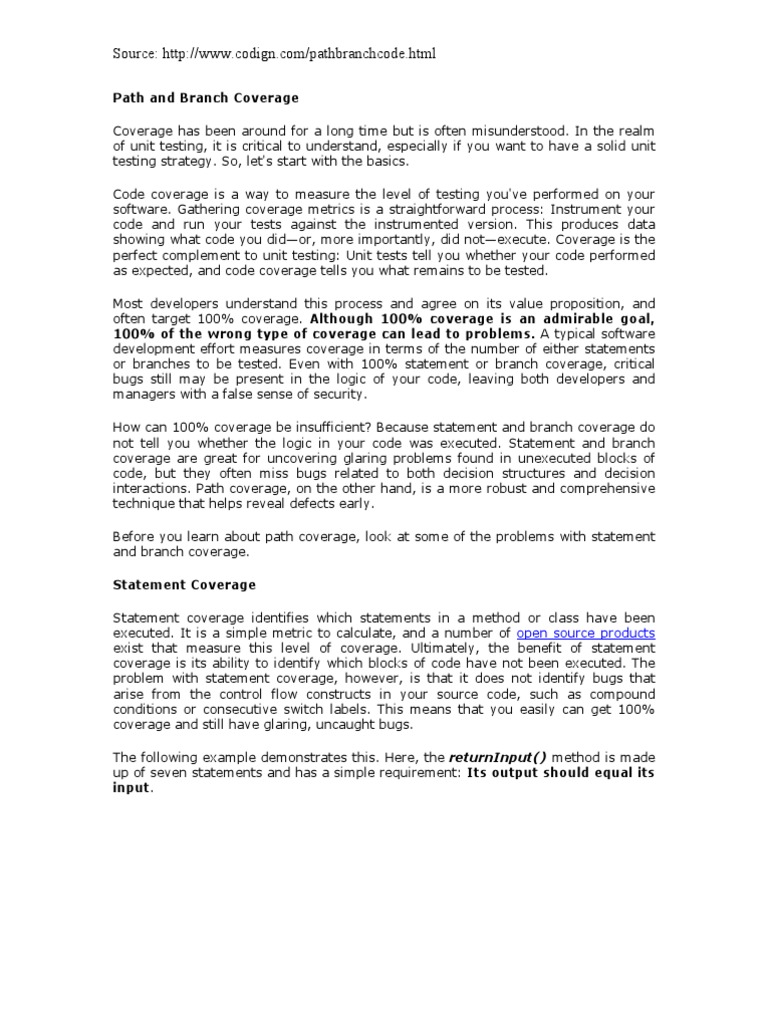 Statement Coverage Branch Coverage Condition Coverage Tutorials For Software Testers Pdf