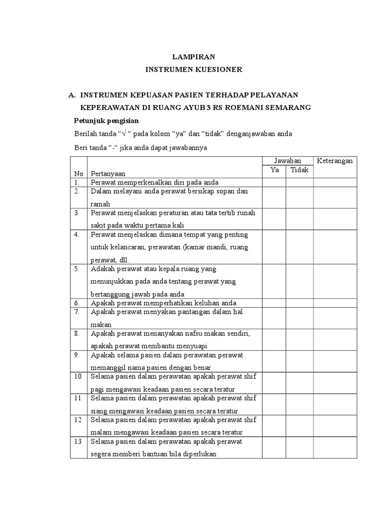 KUESIONER KEPUASAN PASIEN