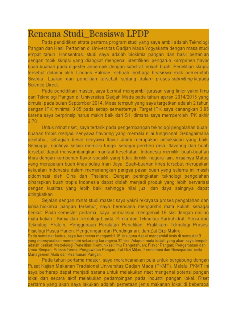 CONTOH Rencana Studi LPDP | PDF