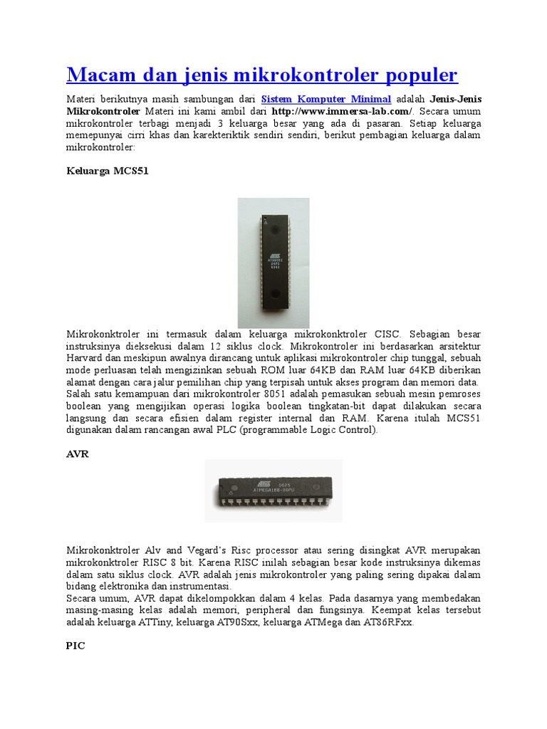 Jenis Mikrokontroler Populer dan Keluarga Besar | PDF