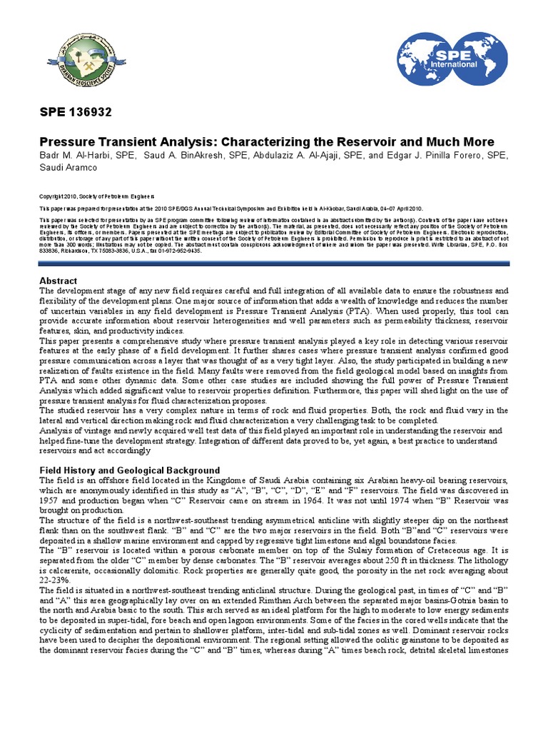 Paper 5 Spe 136932 Ms | Petroleum Reservoir | Geology