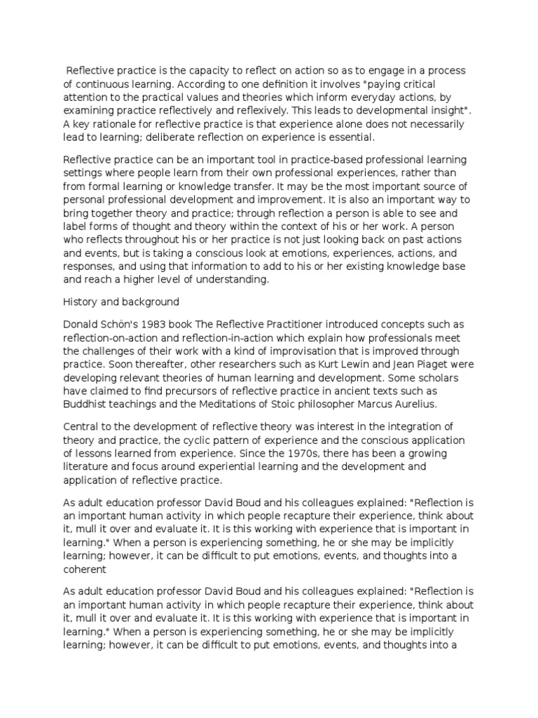 Reflective Practice | PDF | Reflective Practice | Education Theory