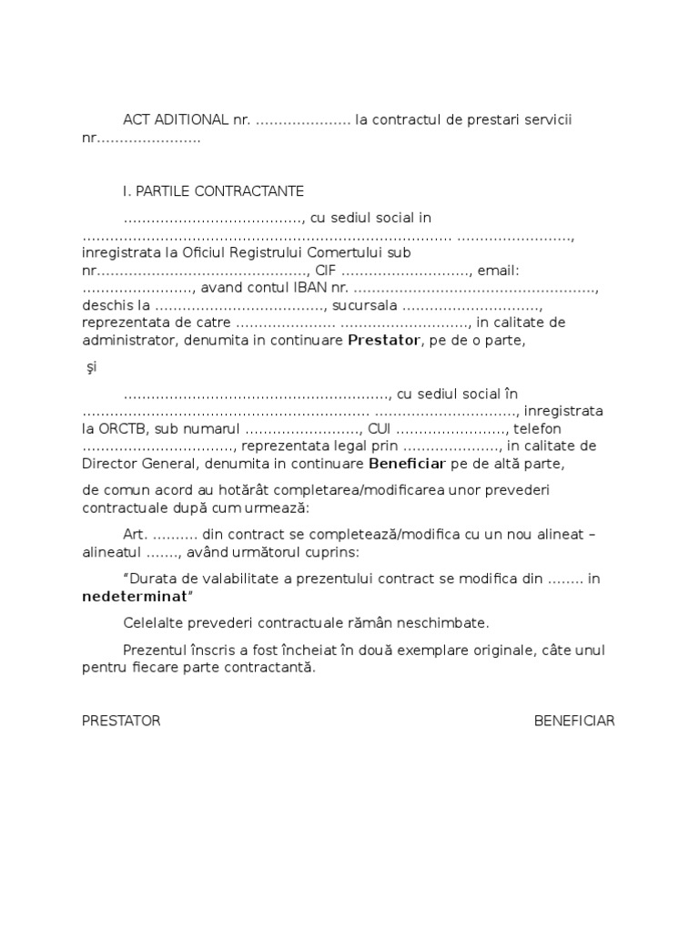 Act Aditional Prelungire Contract | PDF