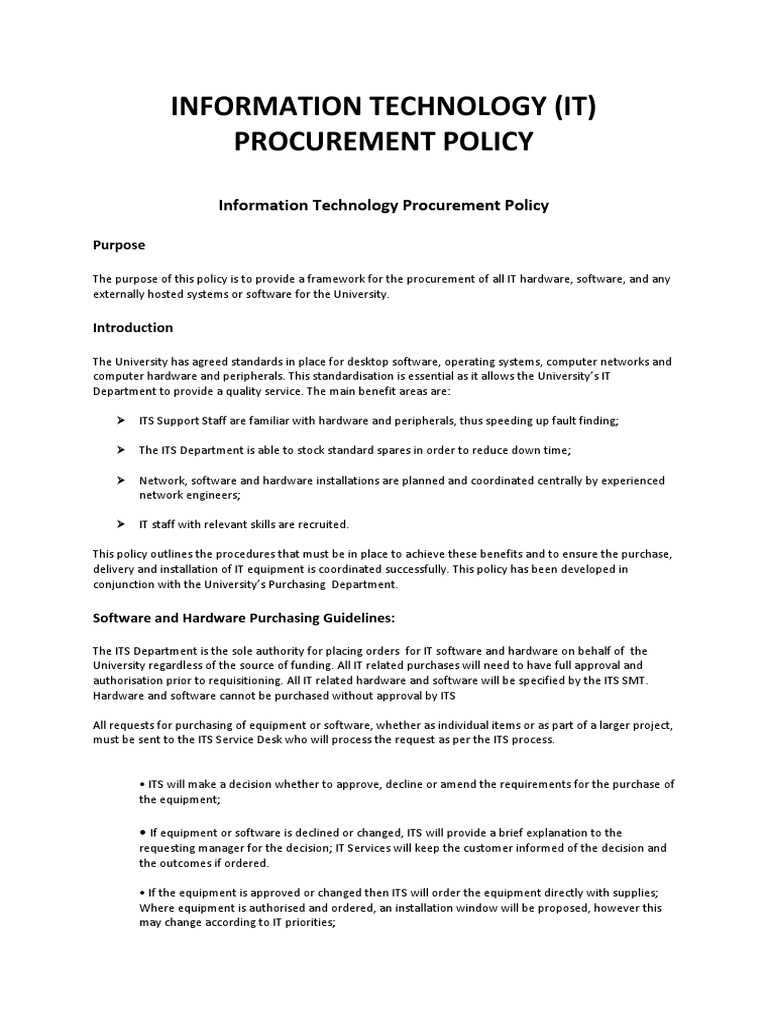 It Procurement Policy | PDF