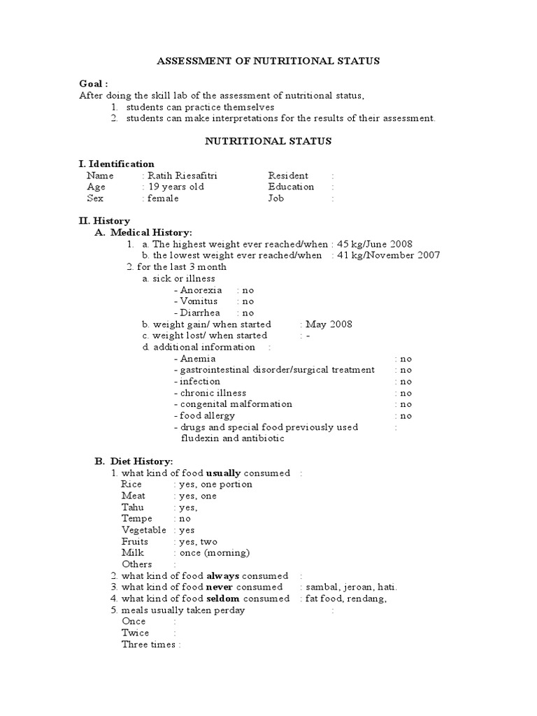 Assessment of Nutritional Status | PDF | Body Mass Index | Obesity