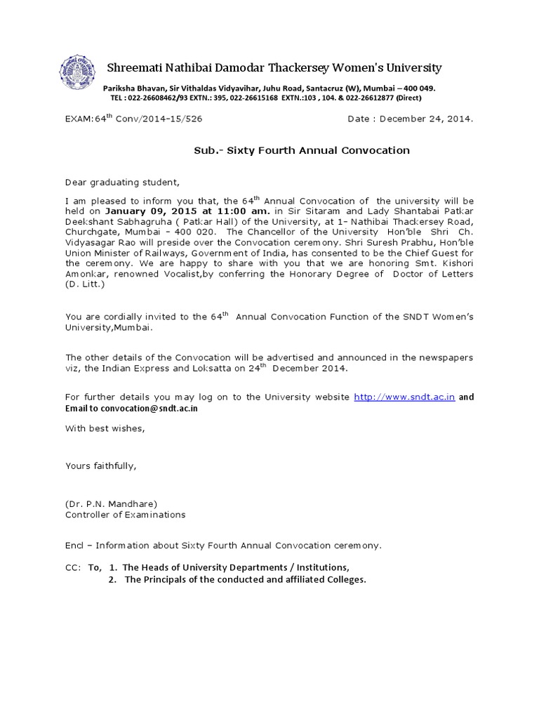 Circular of Sixty Fourth Annual Convocation | PDF | Doctor Of Philosophy | Identity Document