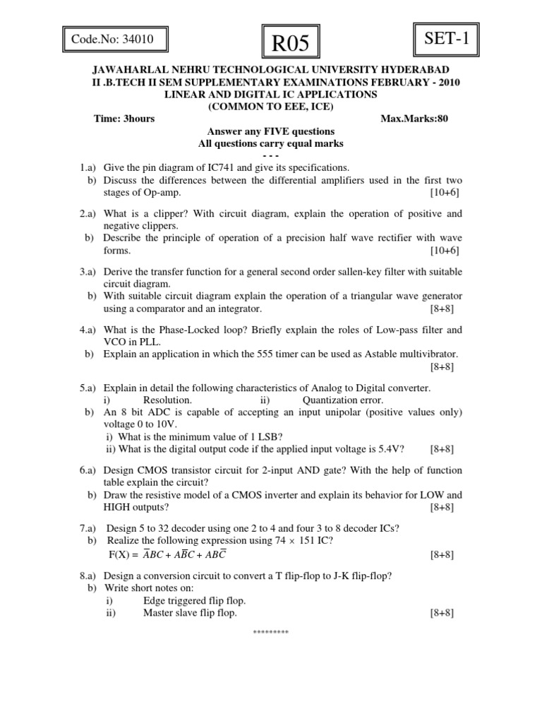 r05220202 Linear and Digital Ic Application | PDF | Analog To Digital ...