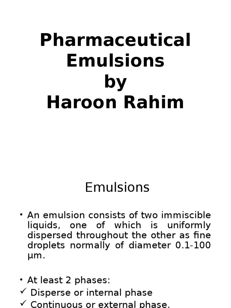 Pharmaceutical Emulsions | Emulsion | Surfactant