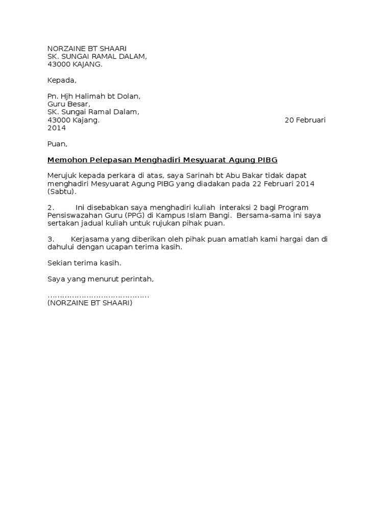 Surat Mohon Pelepasan | PDF