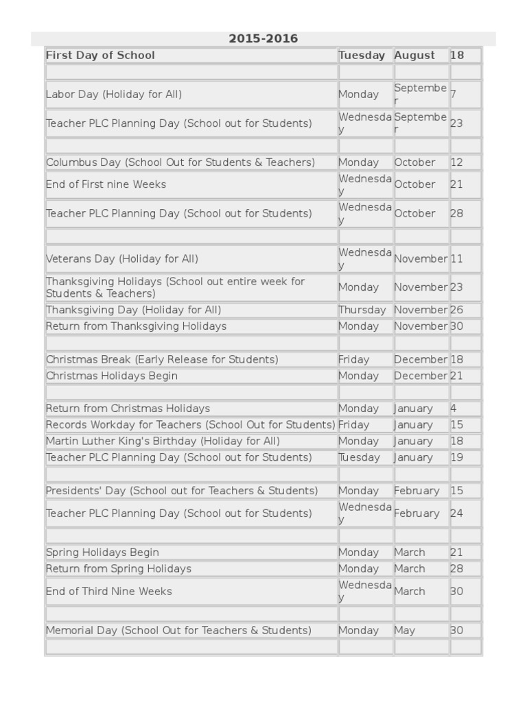 Yearly Calendar | PDF