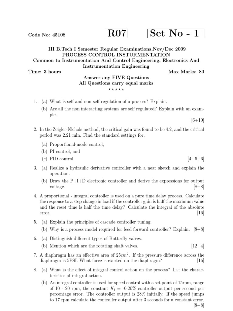 Code No: 45108/45108 | PDF | Control Theory | Process Control
