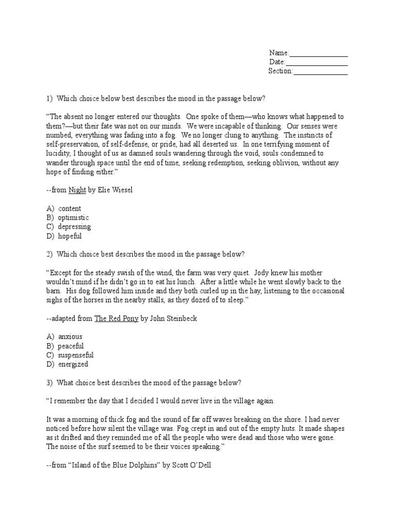 Sample Mood Questions | PDF | Leisure