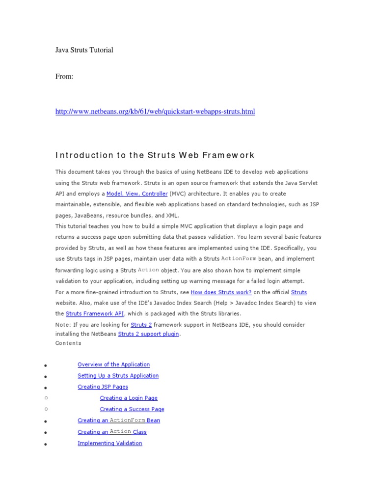 Java Struts Tutorial | PDF | Java Server Pages | Java Servlet