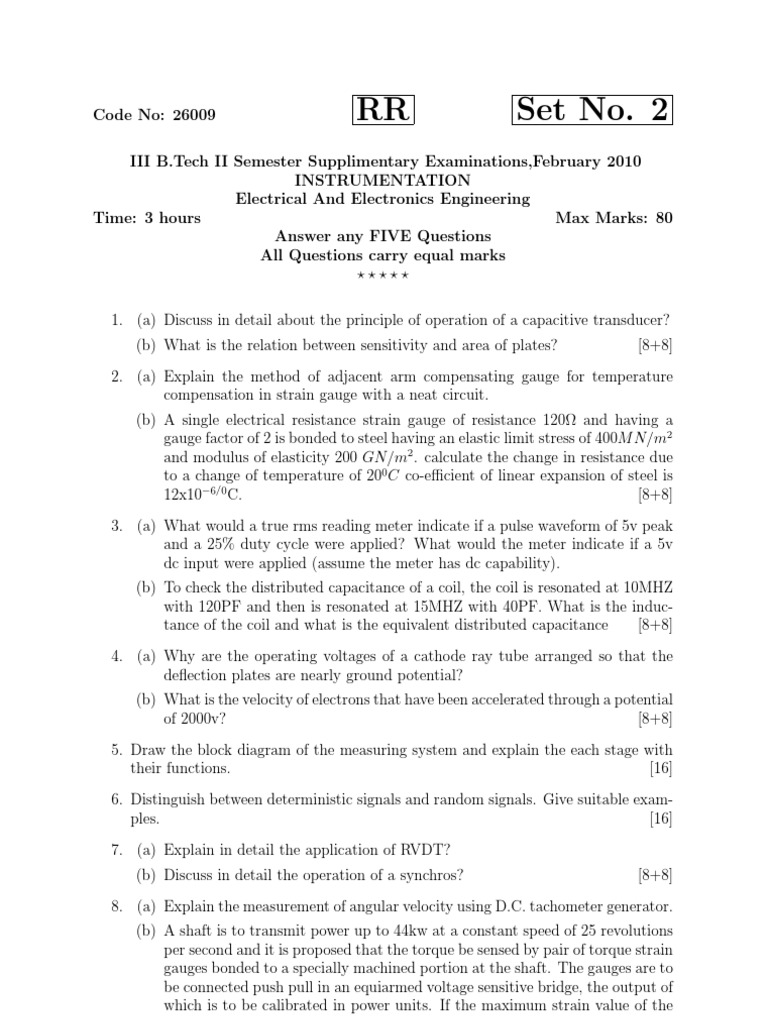 Rr320204 Instrumentation | PDF | Root Mean Square | Elasticity (Physics)