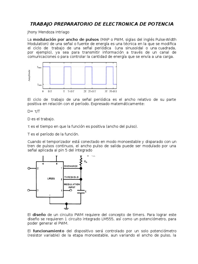 PWM Con LM555 | PDF | Electromagnetismo | Electrónica