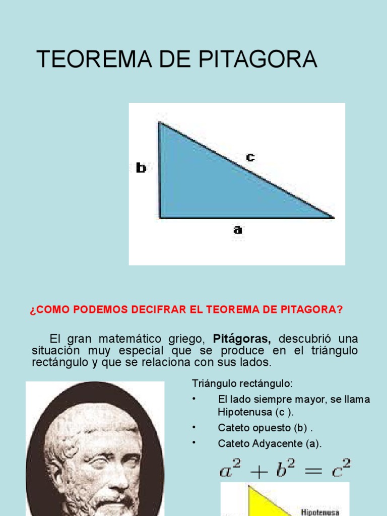 Teorema de Pitágoras: Explicación y Ejemplos | PDF | Triángulo | Formas ...