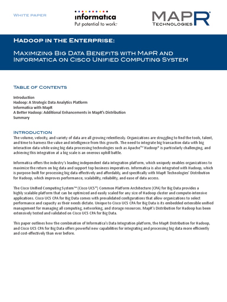 Mapr Informatica Whitepaper | PDF | Apache Hadoop | Big Data