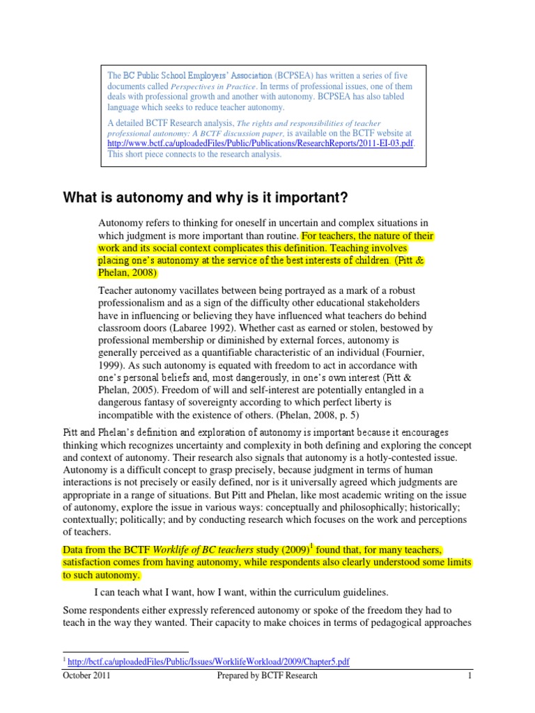 Teacher Autonomy Under Threat: An Analysis of the Debate Around ...