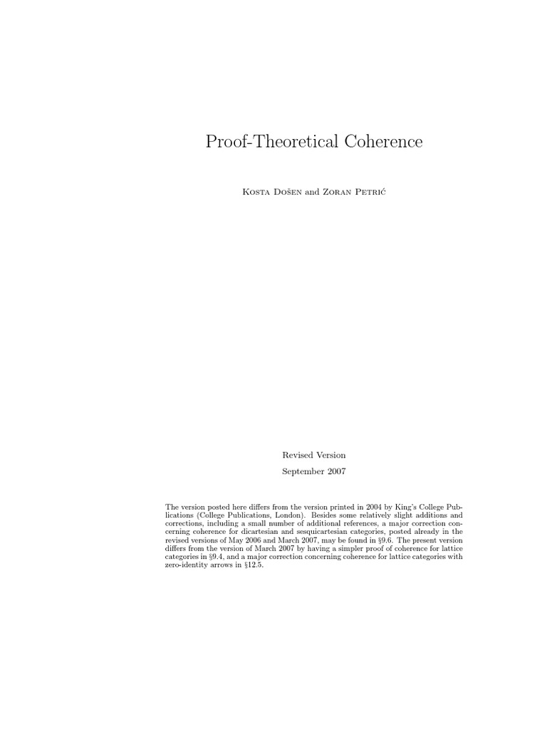Proof-Theoretical Coherence | PDF | Logic | Mathematical Proof