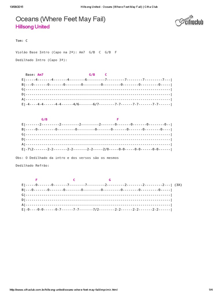 Oceans (Where Feet May Fail) Guitar Chords and Lyrics | PDF | Religion ...