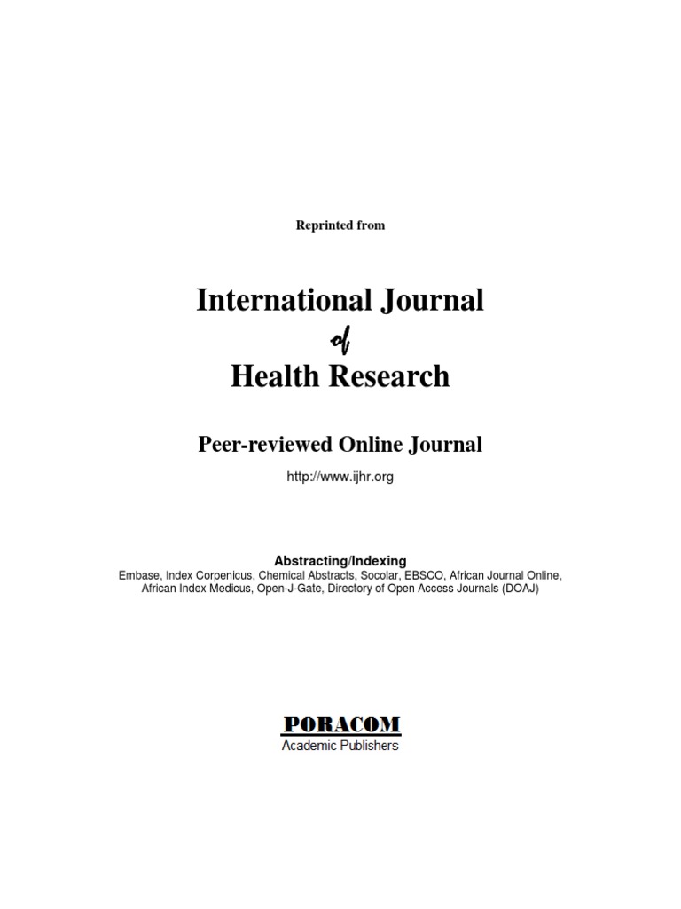 International Journal Health Research: of of of of | PDF | Glaucoma | Academic Publishing