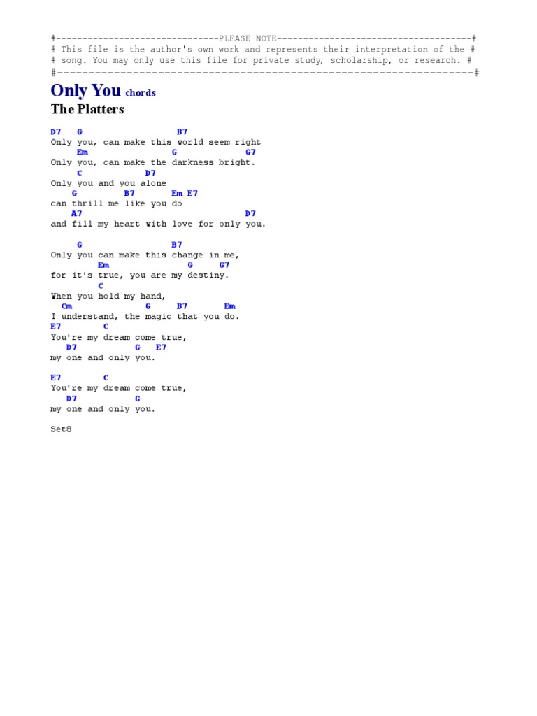 Only You Chords by The Platters | PDF
