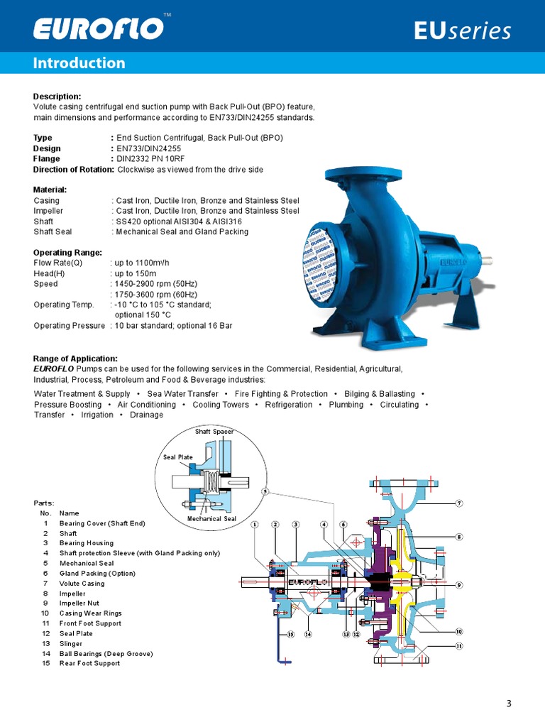 Euroflo Centrifugal Pump Overview | PDF | Mechanical Engineering | Machines