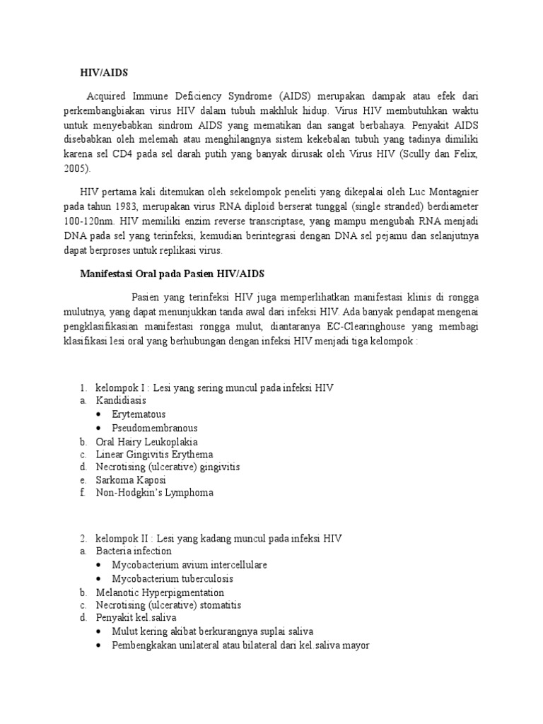 Manifestasi Hiv Di Rongga Mulut | PDF