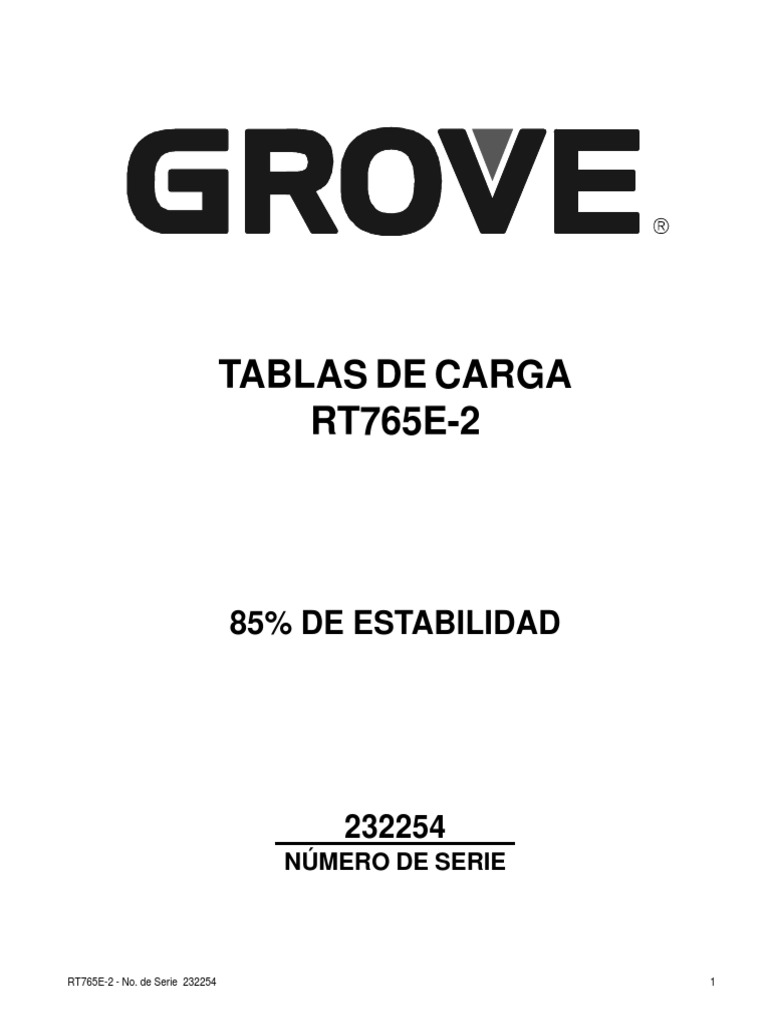 Load Chart Grove Rt765e 2 | PDF | Neumático | Grúa (máquina)