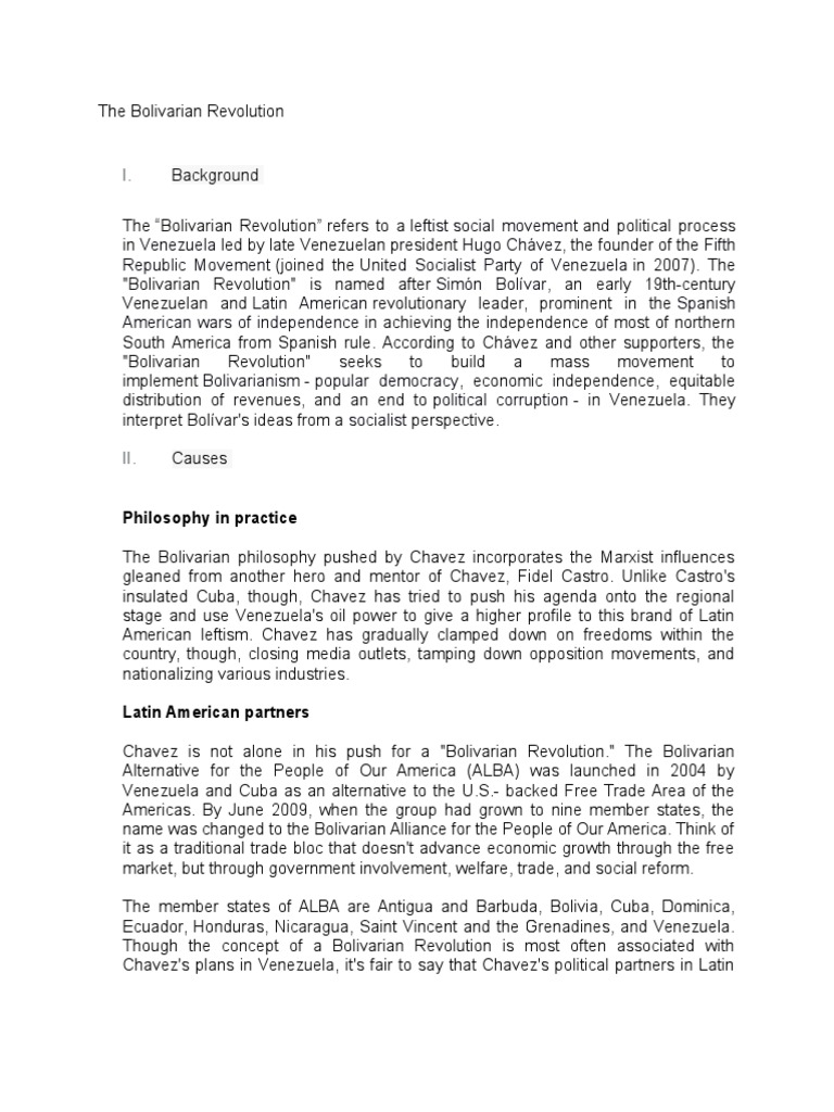 Bolivarian Revolution Pdf Hugo Chávez Venezuela