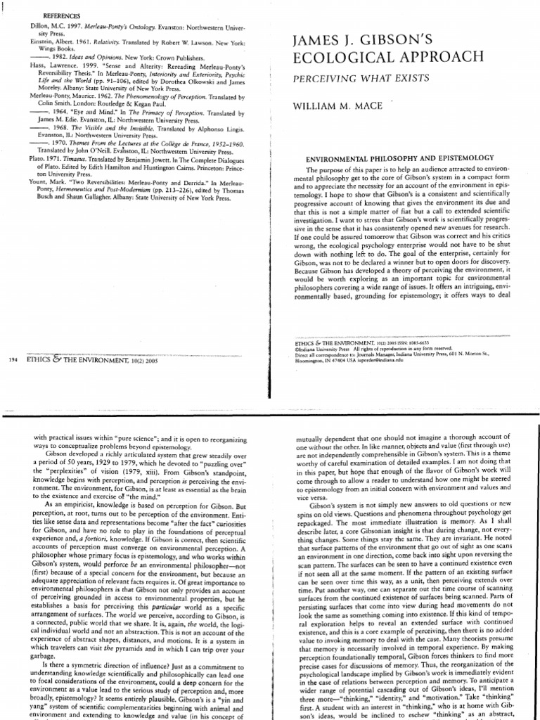 Ecological Approach: James Gibson'S | PDF | Perception | Concept