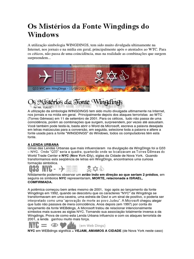 Os Mistérios Revelados pela Fonte Wingdings do Windows | PDF | World ...