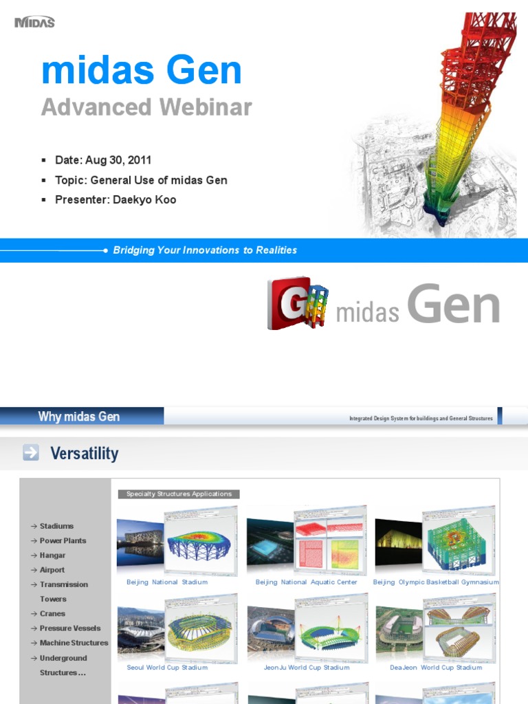 Midas Midas Gen Gen: Advanced Webinar Advanced Webinar | PDF | Beam ...