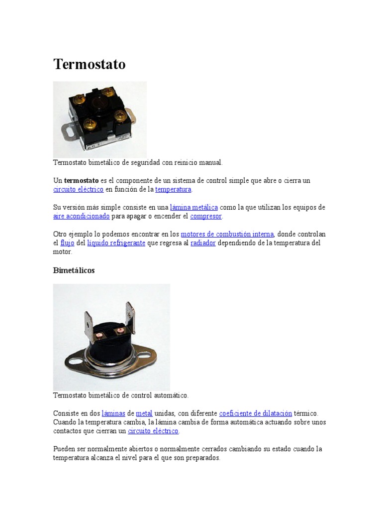 Termostato | PDF | Termostato | Física Aplicada e Interdisciplinaria