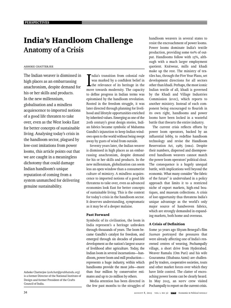 Indias Handloom Challenge | PDF | Loom | Weaving