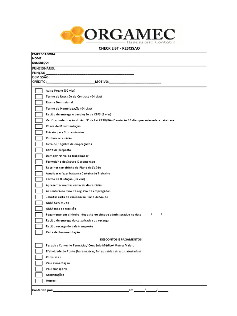 Check List Rescisao
