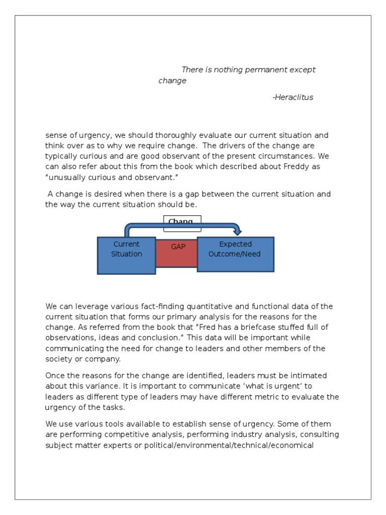 Establishing a Sense of Urgency | Change Management | Strategic Management