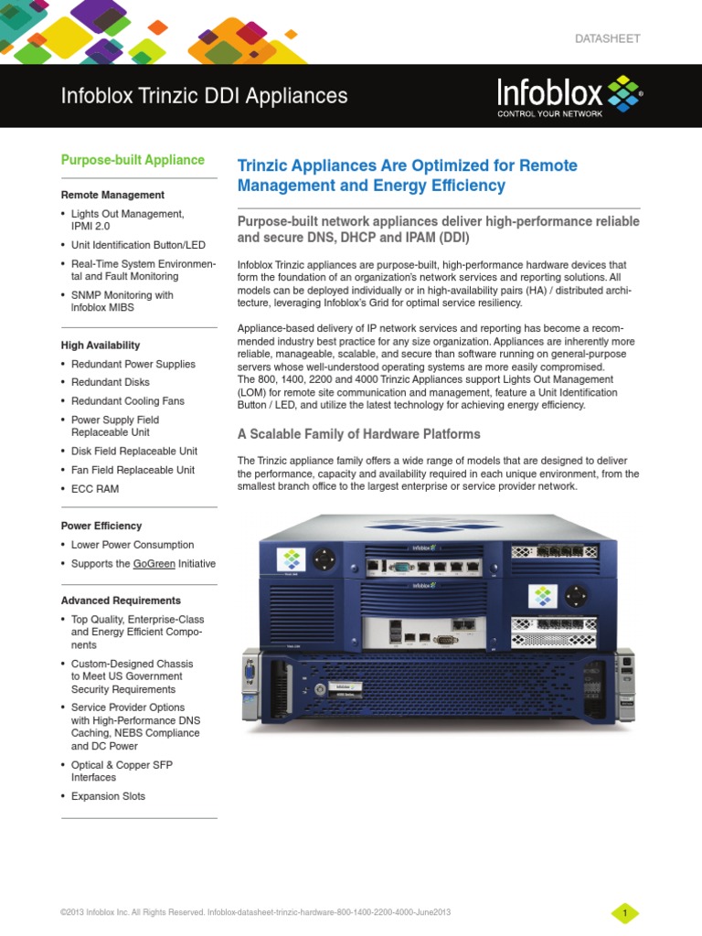 Infoblox Datasheet - Trinzic 800, 1400, 2200 and 4000 Series ...