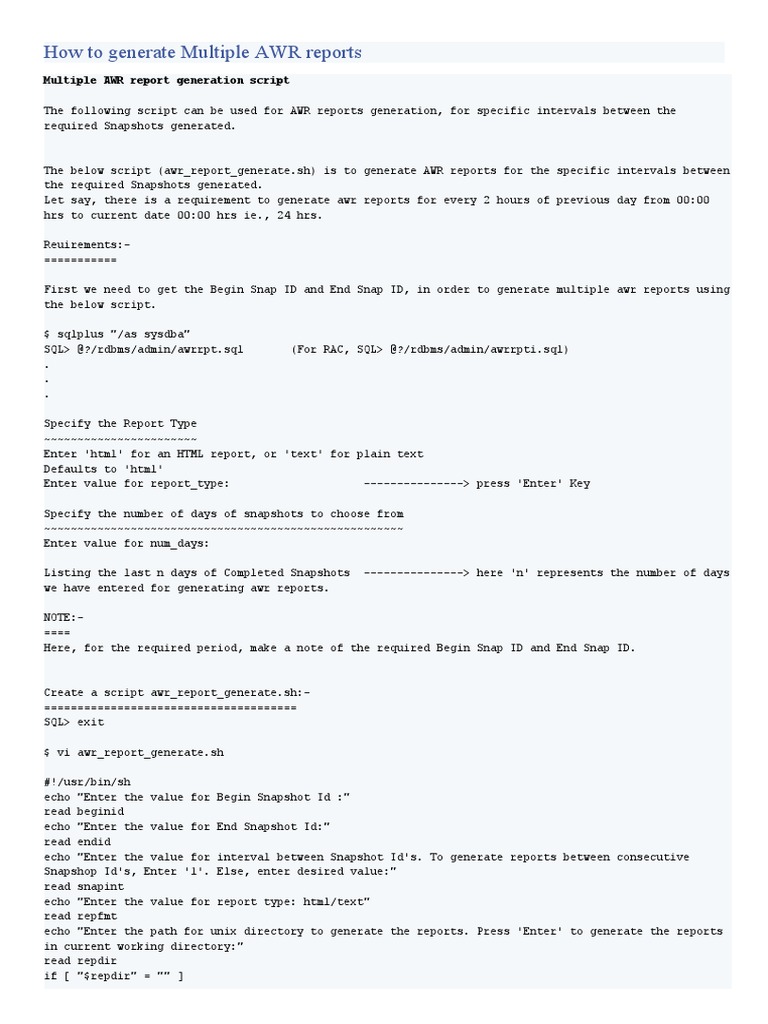 Multiple AWR Reports | PDF | Databases | Software