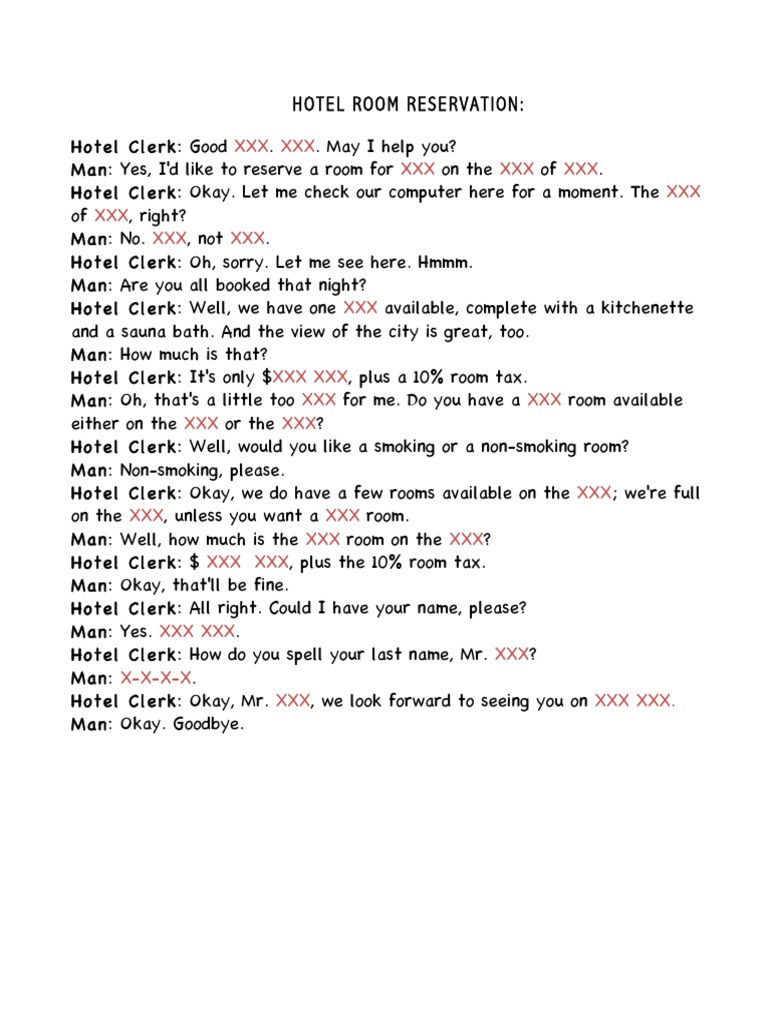 Hotel Room Booking Dialogue | PDF