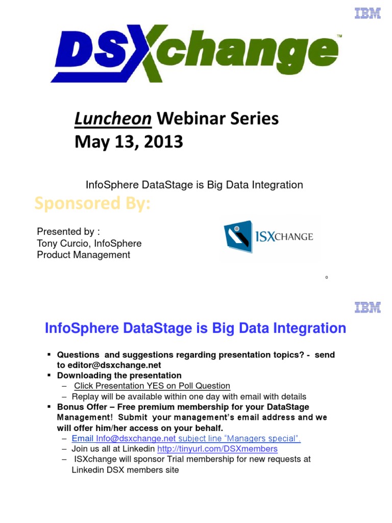DSX InfoSphere DataStage Is Big Data Integration 2013-05-13 | Download ...