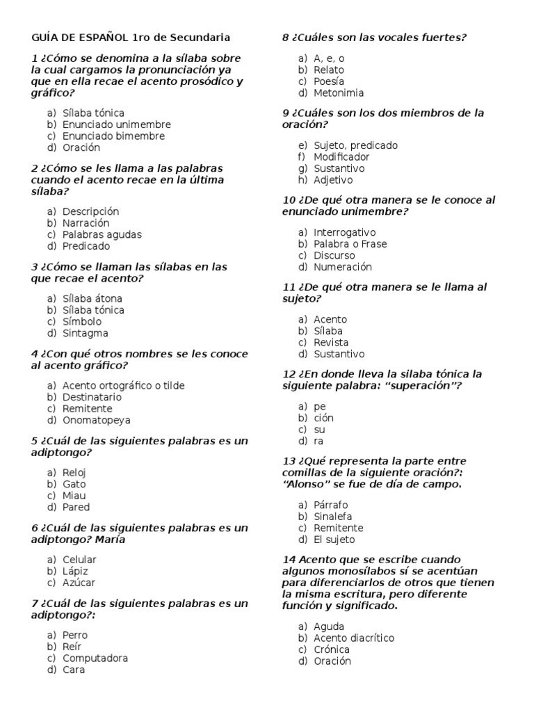 Guía de Español para Secundaria | Descargar gratis PDF | Adjetivo ...