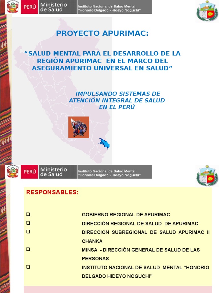Presentacion Proyecto Apurimac | Descargar gratis PDF | Salud mental | Suicidio