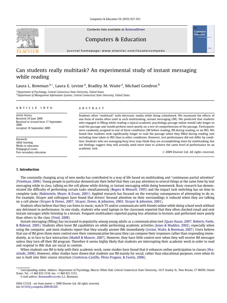 Can Students Really Multitask | PDF | Attention | Memory