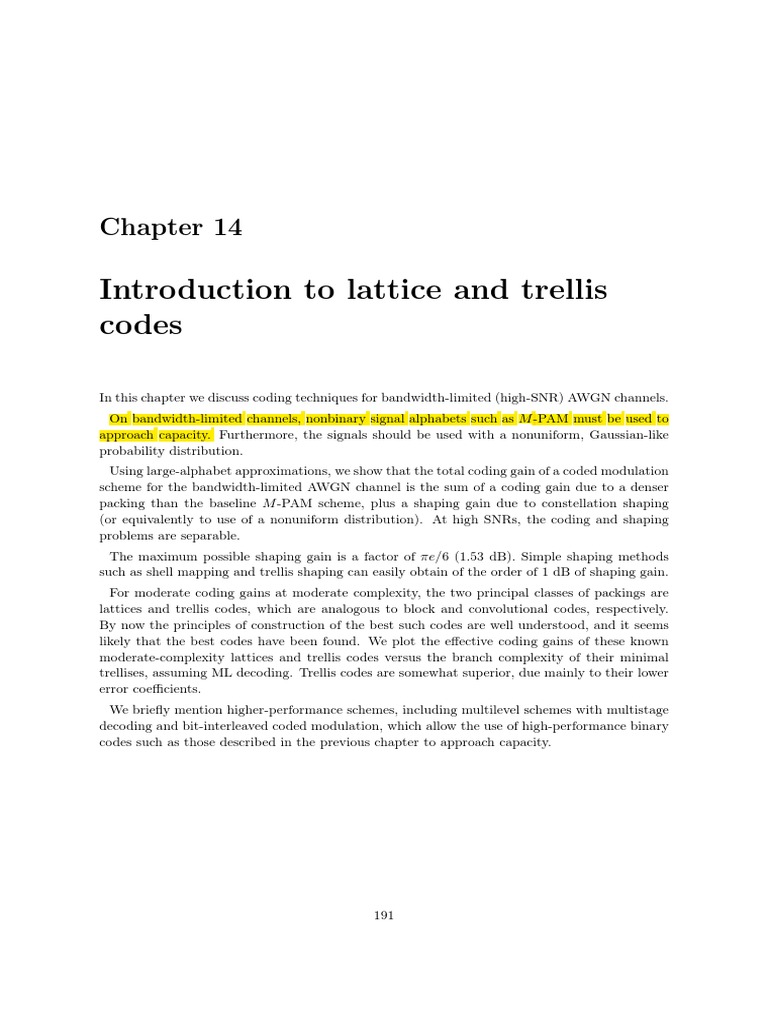 Codes: To Lattice and Trellis | PDF | Lattice (Group) | Forward Error Correction