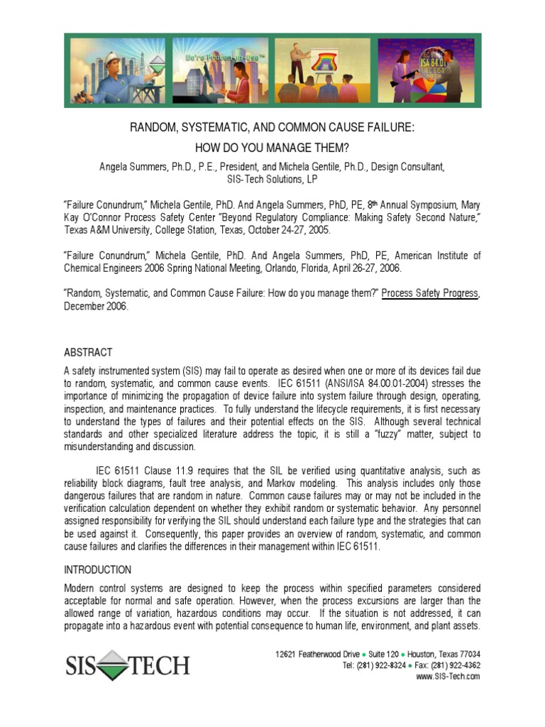 Random Systematic and Common Cause Failure | PDF | Reliability ...