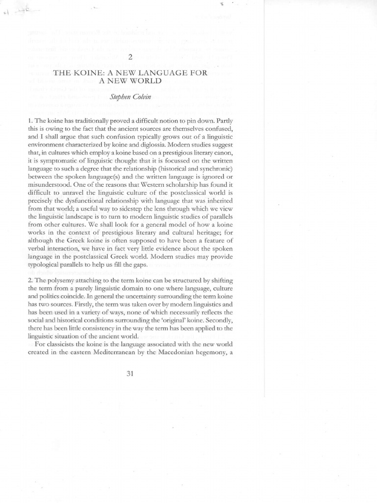 The Koine: A New Language For A New World | PDF | Koine Greek | Arabic